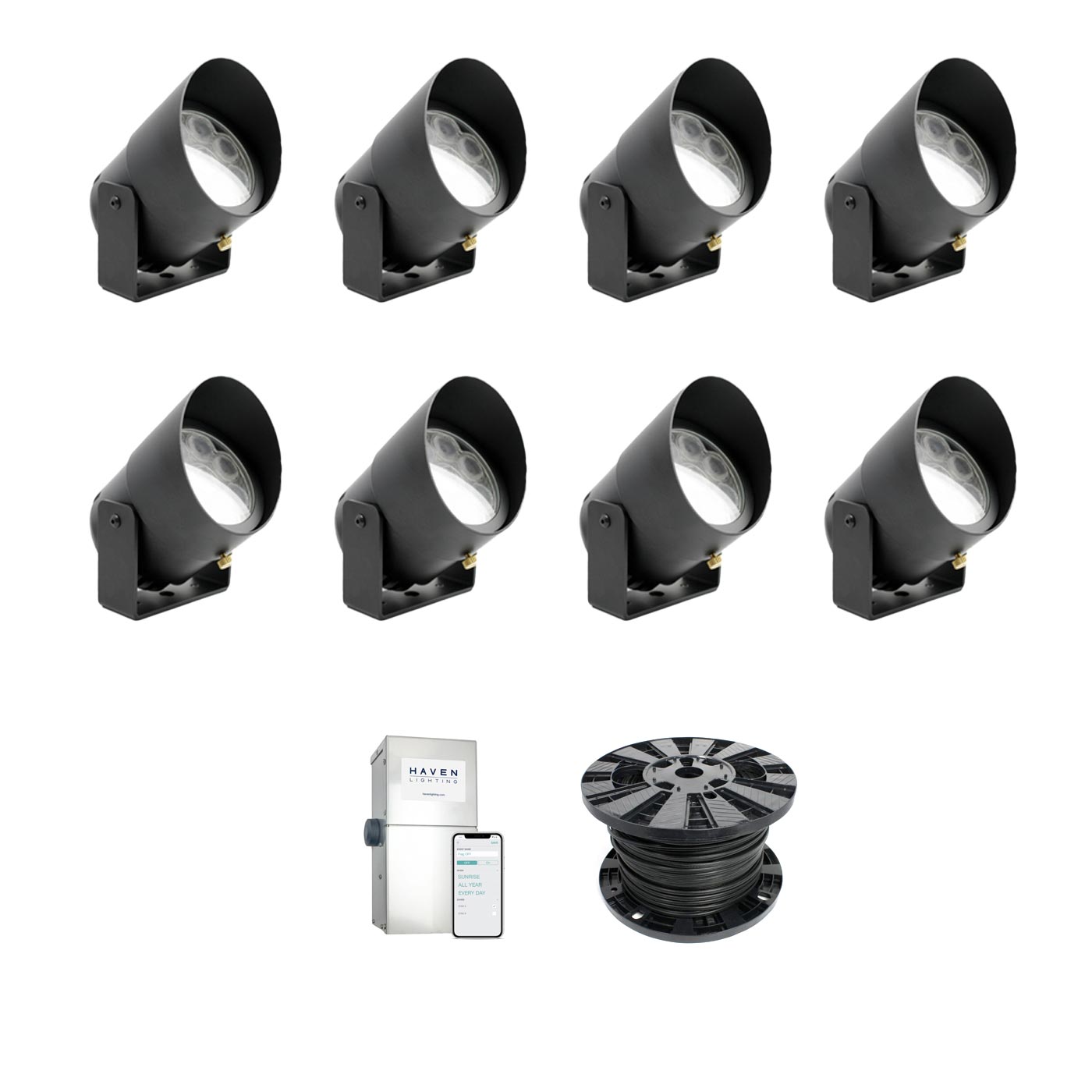 Smart Phone Controlled System with Adjustable White 8-Up Light Package